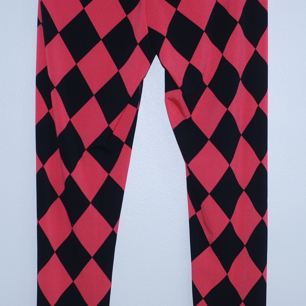 New Black & Hot Pink Faux Leather Legging Sz S - Gem